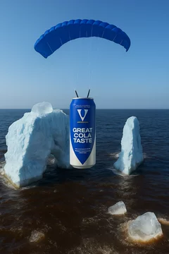 Super Soda Can Parachute Descent Ice Formation Fizzy Sea Splash | AI Video